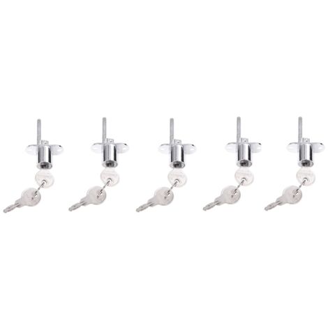 5X Cylinder Diameter 19mm Silver Metal Drawer Lock Piston with 10 Keys