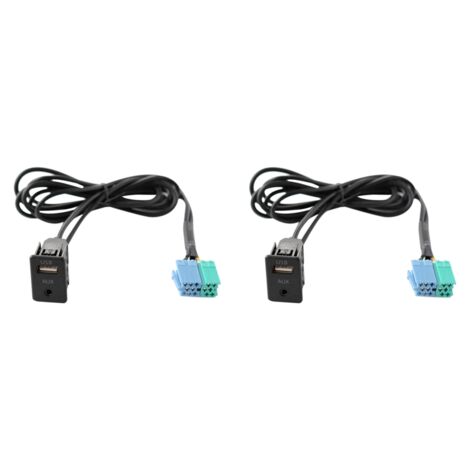 2X Radio Extension AUX USB Port Adapter Cable Wiring Assy for