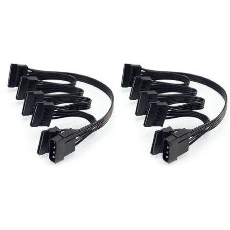 2X 4 Pin IDE to 5 Port Molex Multiple SATA Port Power Cable 18AWG for ...