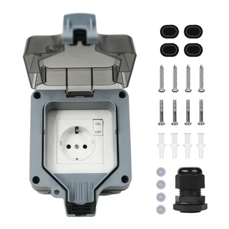 Outdoor Socket Waterproof 1-Way IP66 with Switch Indicator Light and ...