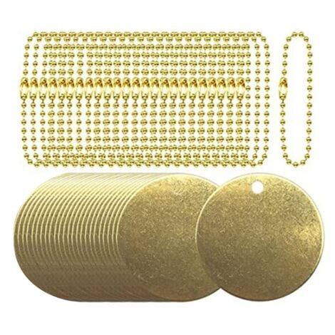25Pcs 1.5inch Brass Valve Tags Stamping Blank with Hole and 2.4mm Metal ...