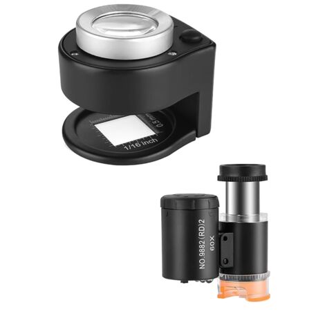 30X Loupe Magnifier and 60X Mini Microscope, Desktop Portable Metal ...