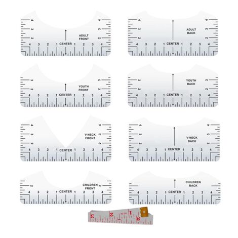 9pcs Tshirt Ruler Guide to Center Vinyl, Transparent V-Neck/Round PVC ...