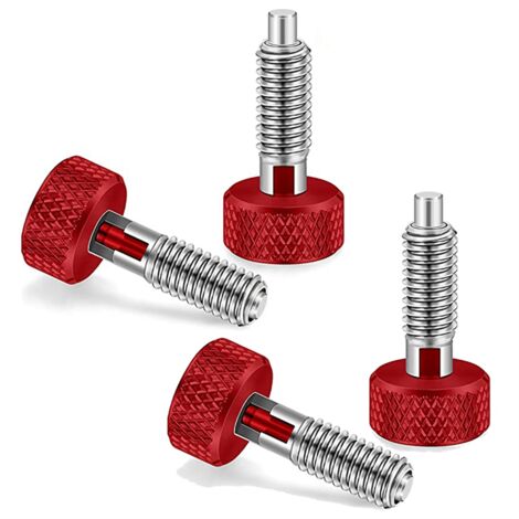 4 Packs Red Hand Retractable Spring Plunger with Knurled Handle M6 Type ...