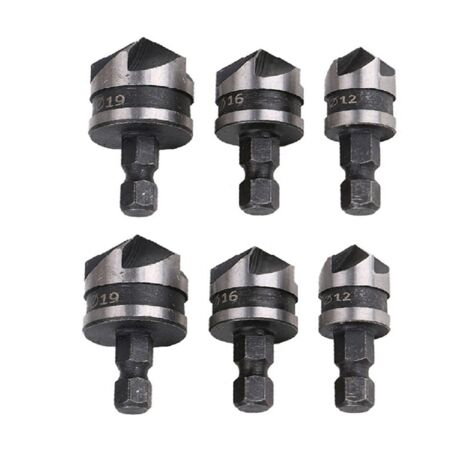 Two Sets of X 3pcs [12/16/19mm] Hexagon Shank Five-Edge Chamfering ...