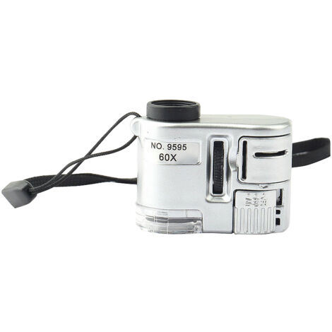 Mini Lens 60X Pocket Magnifier Microscope With Led Ultraviolet Light ...