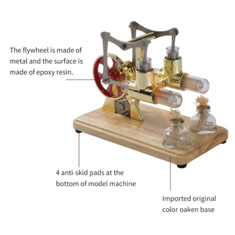 Stirling Engine Kit Hot Model Dual Generator with LED Light Flywheel ...
