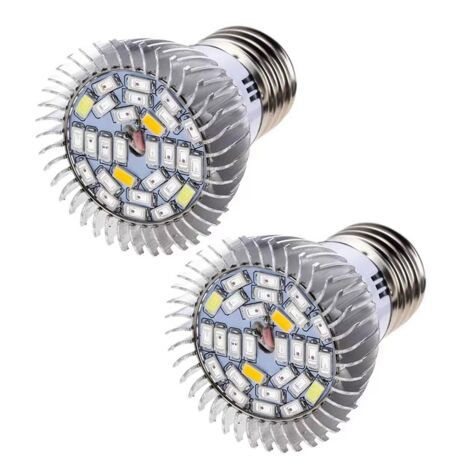 2pcs E27 Plant Growth Light 85-265V Full Spectrum Led Grow for Hydroponic Indoor Garden ...