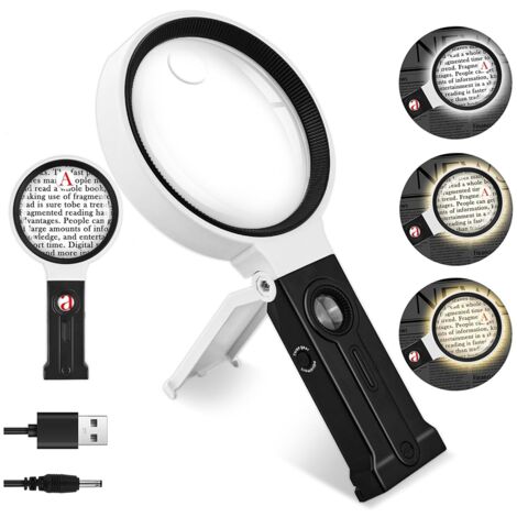 40 X 30 10 Times Magnifying Glass, 36 LED Light-Emitting Magnifier ...