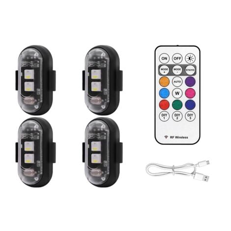 4PCS Wireless LED Strobe Lights with Remote Control, 8 Colors USB Charing Waterproof Emergency ...