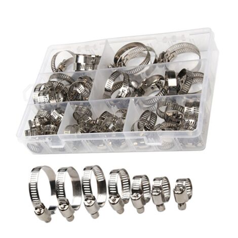 60pcs 8-38mm Adjustable Stainless Steel Screw Band Hose Clamps Car Fuel ...
