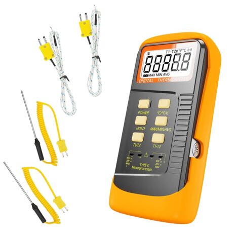 Handheld Thermocouple Thermometer,2 Channels K Type Probe 4 ...