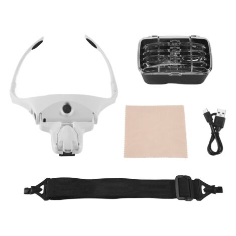 Hands Free Headband Magnifying Glass, Usb Charging Head Magnifier With Led Light Jewelry Craft ...