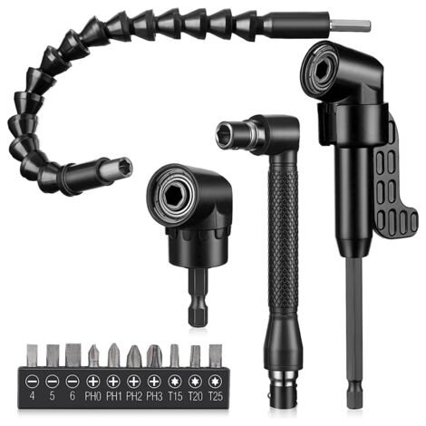 14 Pcs Flexible Drill Bit Extension Set 1/4 Inch Hex Bendable 105 Right Angle 90