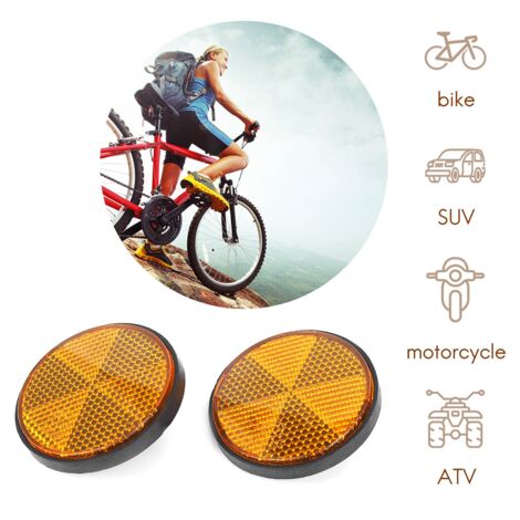 2pcs 2" Round Orange Reflector Universal For Motorcycle ATV Dirt Bike