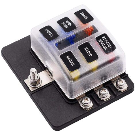 6 Way Spade Terminal Blade 12-32V Fuses Box Holder with LED Light Kit ...