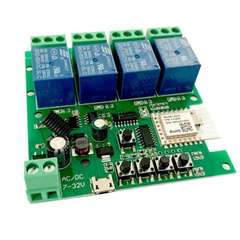 Zigbee Tuya Smart 4CH Relay Module DC5V 7-32V RF433Mhz Remote Control ...