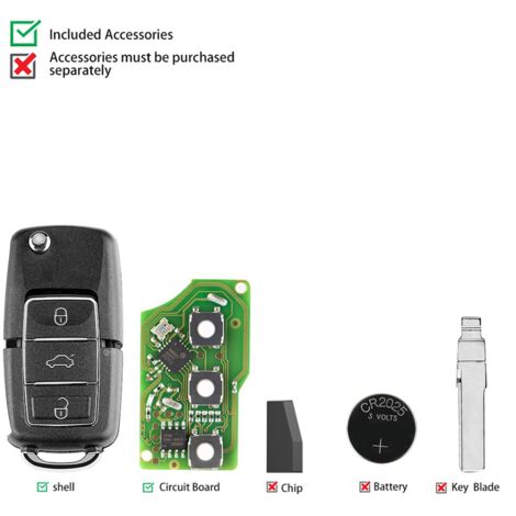 XKB506EN Universal Wire Remote Key Fob 3 Buttons for B5 Type VVDI Tool ...