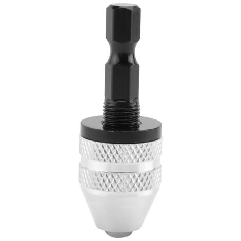 Silver+Black 6mm Keyless Drill Bit Chuck Quick Change Adapter Converter ...