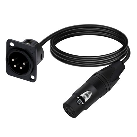 4Pin Type XLR Panel Mount Chassis to Female Connector 5 meters