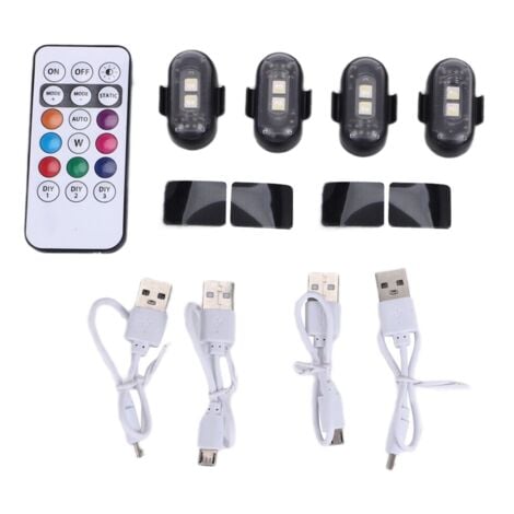 4PCS Wireless LED Strobe Lights with Remote Control, 8 Colors USB Charing Waterproof Emergency ...