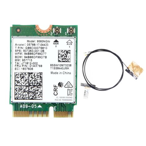9560NGW WiFi Card+Antenna 1730Mbps Wireless AC 9560 Dual Band 2.4G+5G ...
