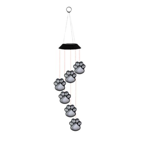 Solar LED Wind Chime Lamp Paws Print Cats Dog Pet Pawprint IP65 ...