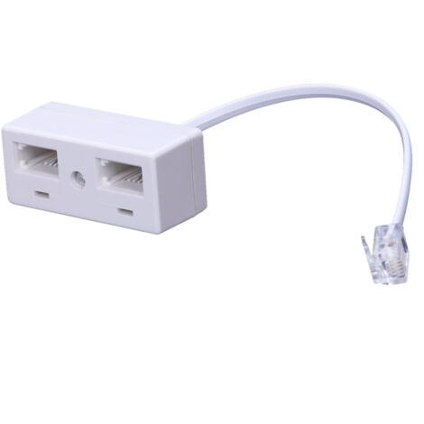 RJ11 Plug to Dual UK BT Telephone Socket Convertor