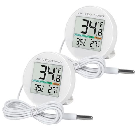 Refrigerator Thermometer 2 Pack, with External Sensor, Fridge ...
