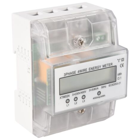 3 Phase 4 Wire Energy Meter 220/380V 5-80A Consumption KWh DIN Rail Installation Digital Power
