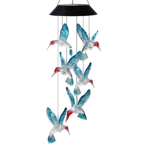 Solar-Powered Hummingbird - Color-Changing Light Outdoor Garden Decor,Blue