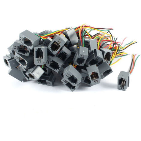 50 Pcs 616E 4P4C RJ9 Female Telephone Connector Adapter w 4 Wires 8cm