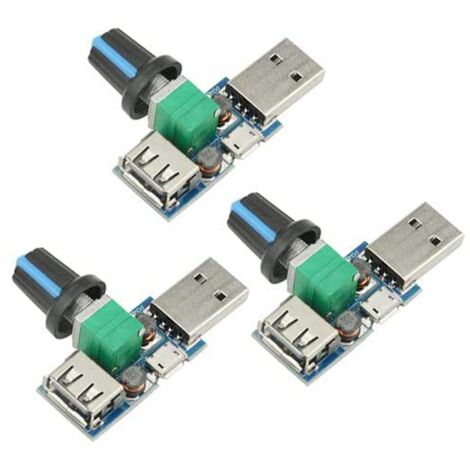 3Pcs 5W USB Fan Air Volume Speed Stepless Governor Module Controller DC ...