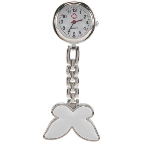 Nurses Clock Heart rate monitor pocket watch quartz butterfly motive white
