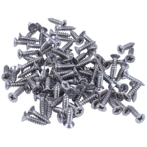 100x Stainless Steel Flat Head Self-Tapping Screw 12x3mm Silver