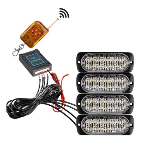 Car Front Lighting 12V 24V Emergency Strobe Warning Lights 12LED Flash ...
