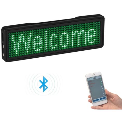 Bluetooth LED Name Badge Rechargeable Light Sign DIY Programmable ...