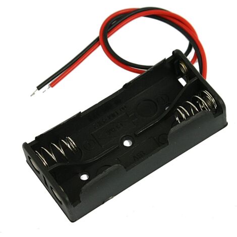 Black Plastic Battery Case Holder Wire 2 x 1.5V AAA