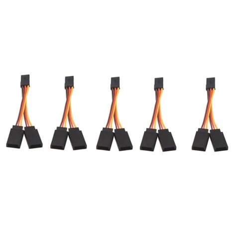 5 Pcs JR/Futaba Style Servo 1 To 2 Y Harness Leads Splitter Cable Male ...