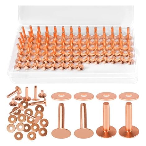 154Pcs Copper Rivets for Leather,Smooth Leather Rivets, Pure and Burrs ...
