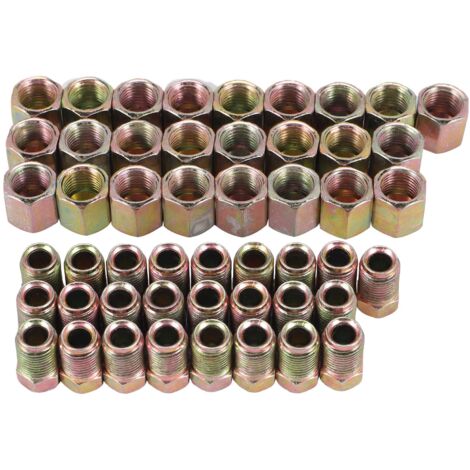 50Pcs Male / Female End Union Brake Pipe Screw Nuts M10 x 1mm 3/16Inch ...