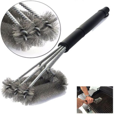 Barbecue Grill Cleaner 3 in 1 Steel Wire Heads BBQ Handle Cleaning ...