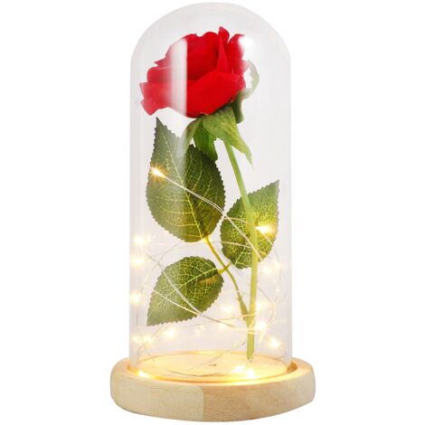 LED Flashing Luminous Artificial Preserved Rose Romantic Decorative ...