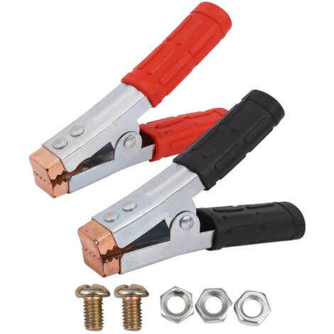2x Crocodile Clips HEAVY DUTY Copper Battery Test Alligator Clamps