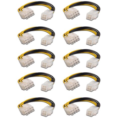 10pcs 4 Pin Male to 8 Pin Female CPU Power Converter Cable Lead Adapter ...