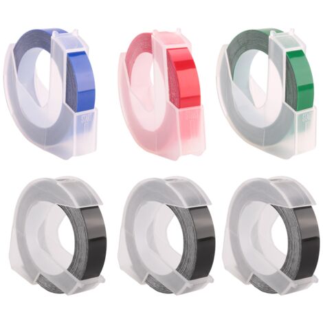 6 Roll Embossing Label Maker Tape 3D Plastic 9mm x 3m Embossing Label ...
