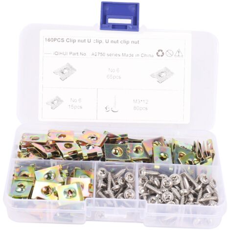 160Pcs M3 Spring Clip Kit Fixed Nut Stainless Steel U-shaped 80pcs Set ...
