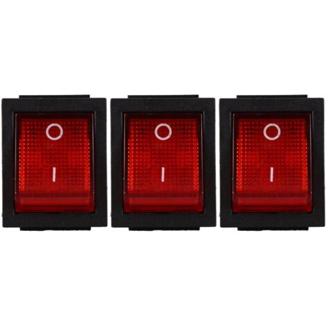 Amico Red Light Illuminated 4 Pin DPST ON/OFF Snap in Rocker Switch 16A ...