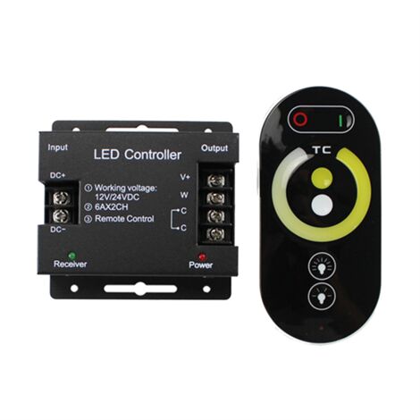 DC12-24V LED Strip Light RF Touch Remote Controller Dimmer for 5050 Double Color Tape Lights ...