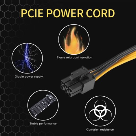 6 Pcs 6 Pin PCI-e To 8 Pin (6+2) PCI-e (Male To Male) GPU Power Cable ...